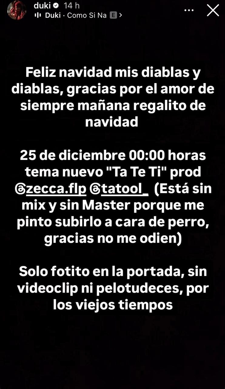 Regalo de Nochebuena: Duki estrenará una canción de Navidad - Crónica ...